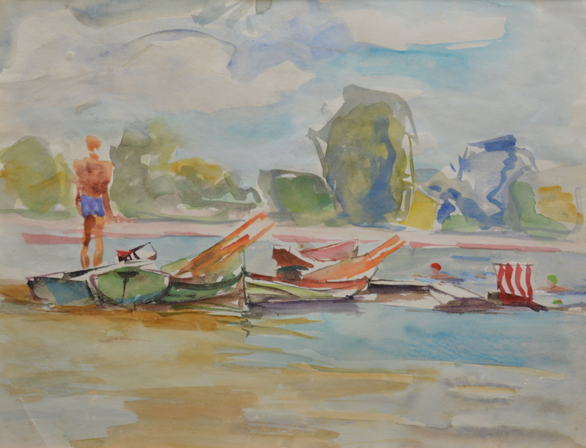 August Rieger - Baden in Wien - Aquarell | Kunstkaufen.at