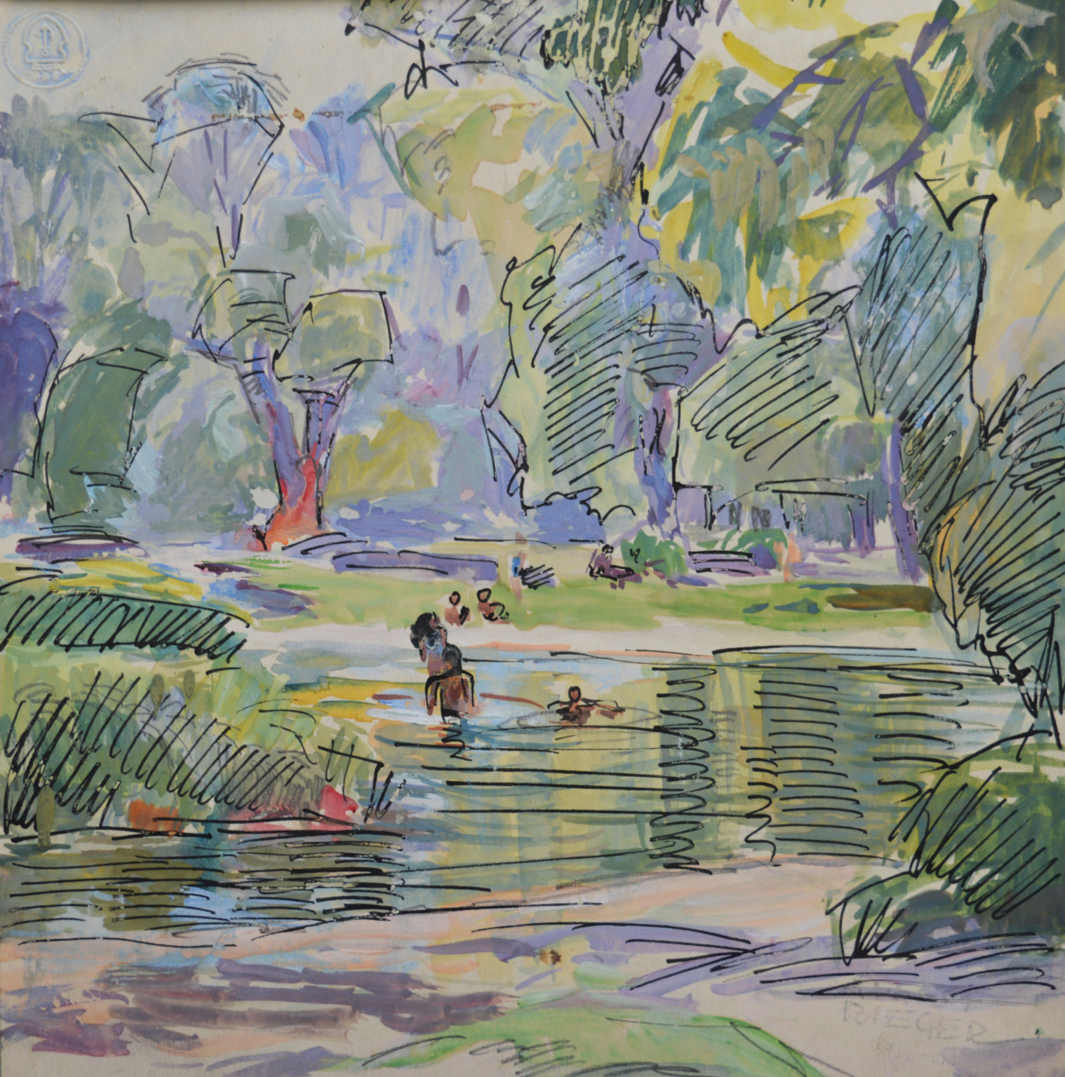 August Rieger - Im Prater - Aquarell | Kunstkaufen.at