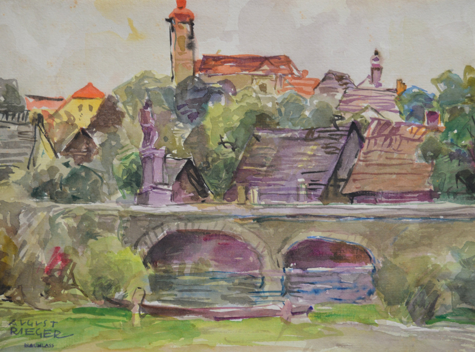 August Rieger - Stadt Tepl 1 - Aquarell | Kunstkaufen.at